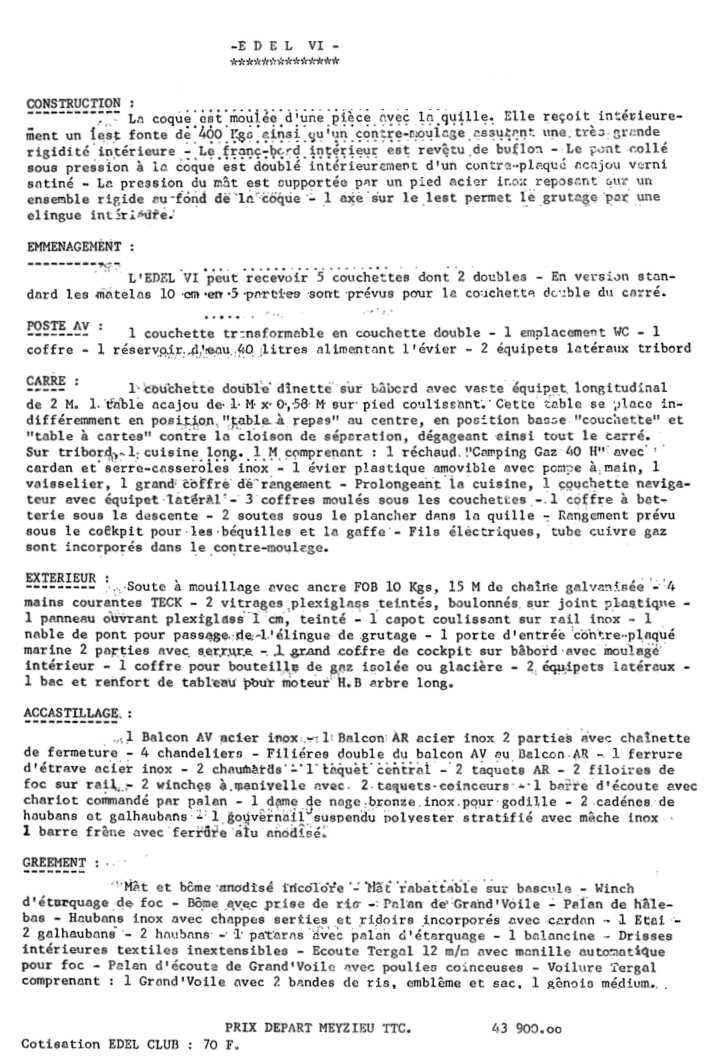 Documentation Edel 6 – Edelvoilier